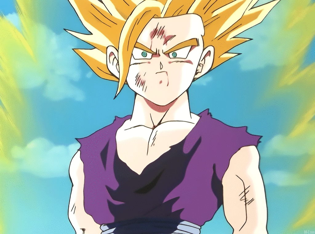 Gohan Super Saiyan 2 prêt à casser du Cell Jr - Dragon Ball GIF