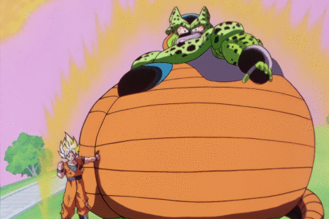 Cell encaisse le Shin Kikoho de Tenshinhan #2 - Dragon Ball GIF