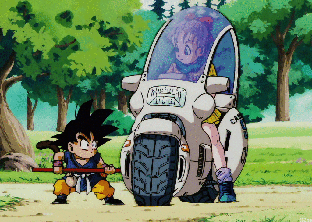 Goku rencontre Bulma, et une moto pour la première fois - Dragon Ball GIF